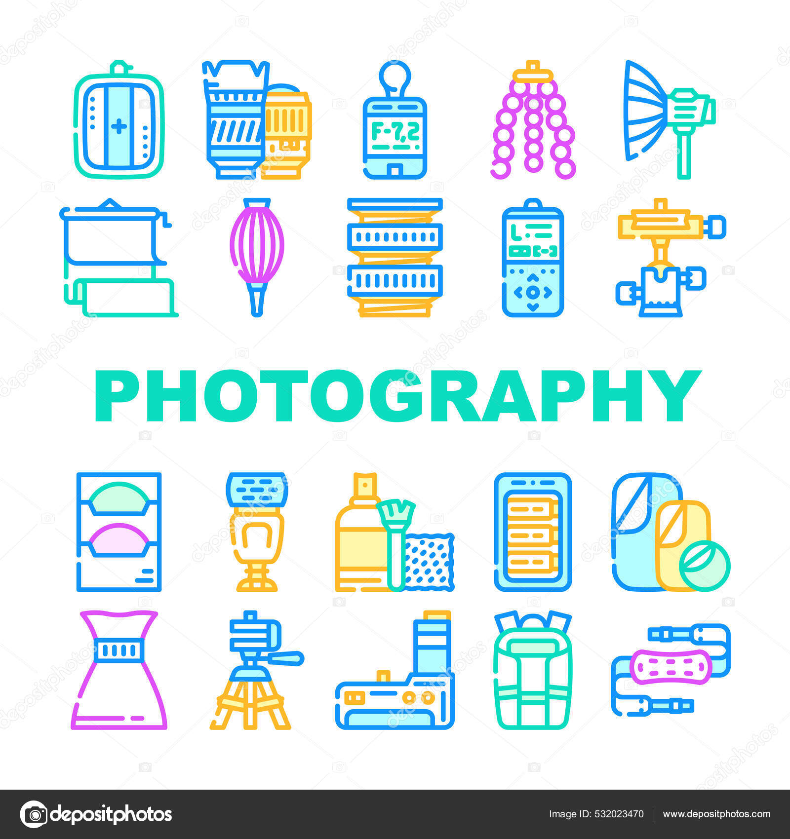 Photography Tool And Accessory Icons Set Vector Stock Vector Image by ...
