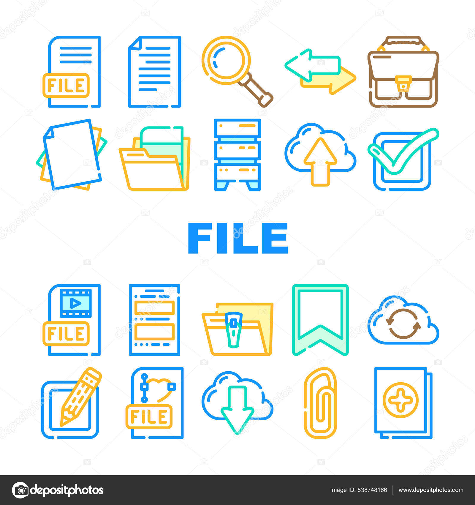 File Computer Digital Document Icons Set Vector Stock Vector by ...
