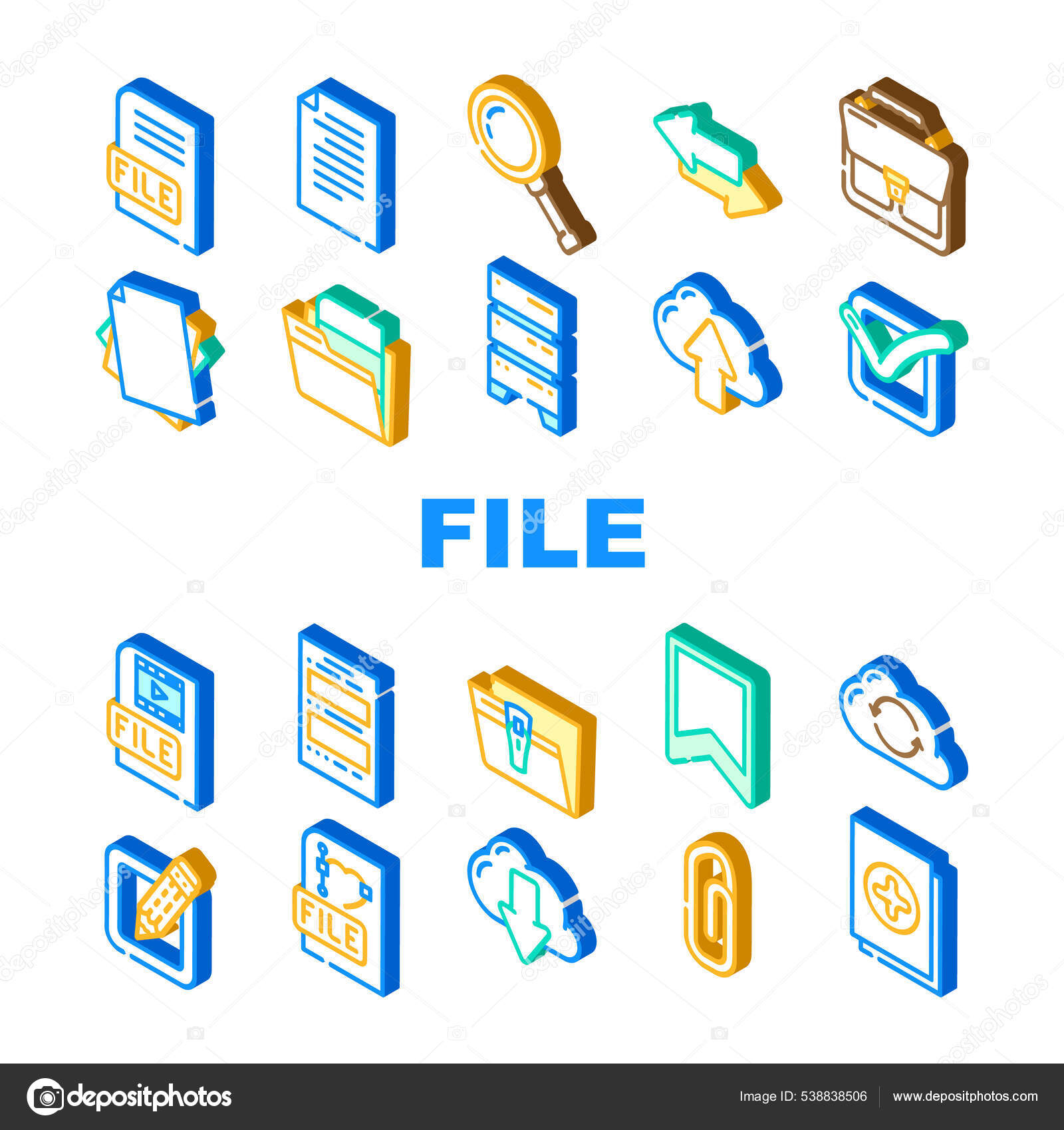 Archivo Computadora Documento Digital Iconos Set Vector Vector de stock ...