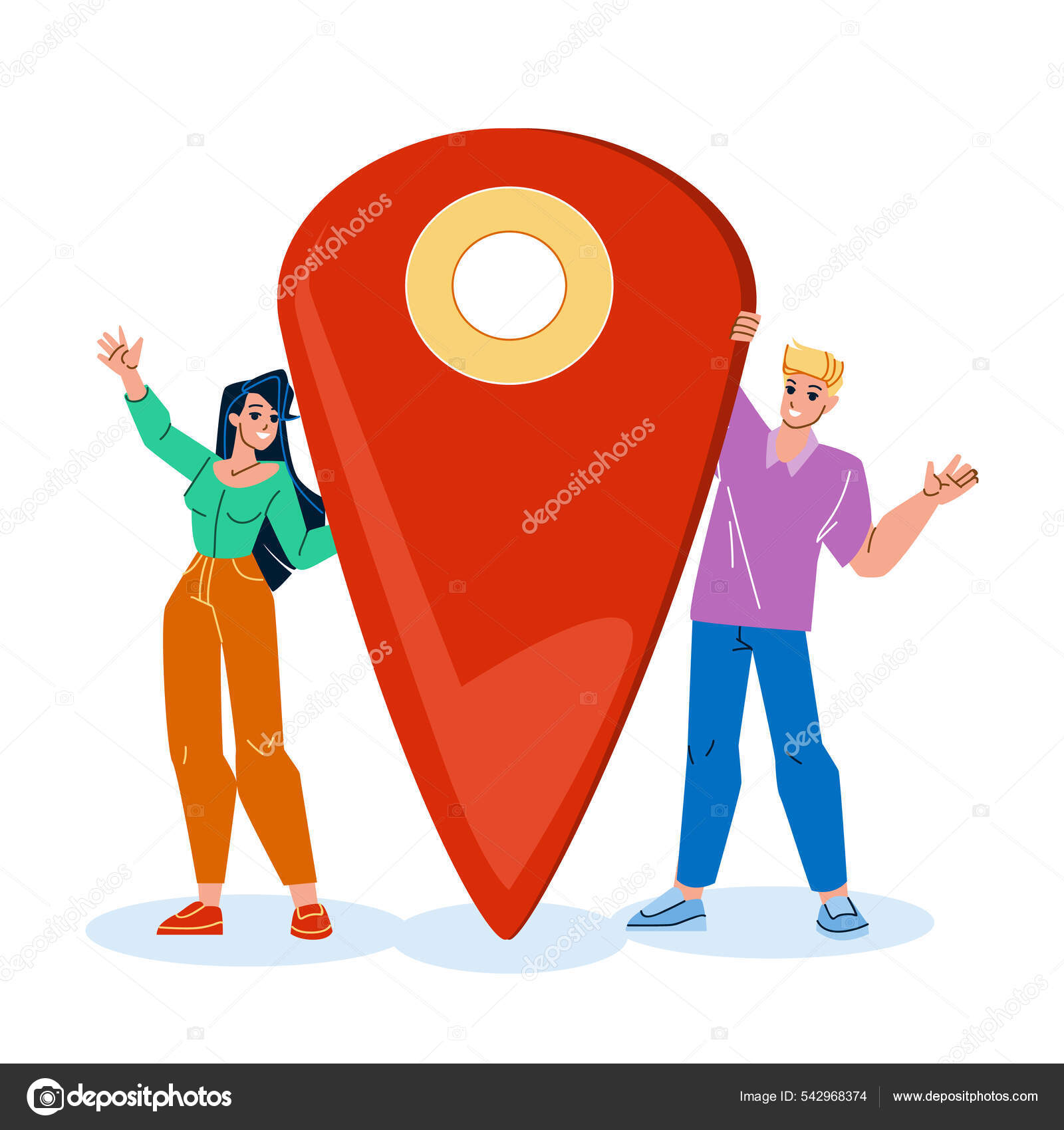 Man Location Searching Woman On Device Vector Stock Vector by ©2037519 ...