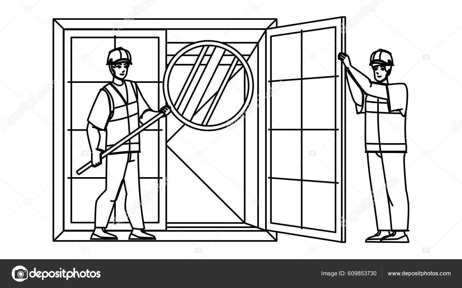 Cargo Inspection Line Pencil Drawing Vector Industry Container Shipping ...