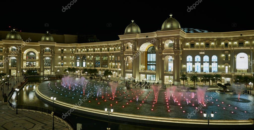 Place Vendome Mall in Lusail city, Qatar interior view at night showing ...