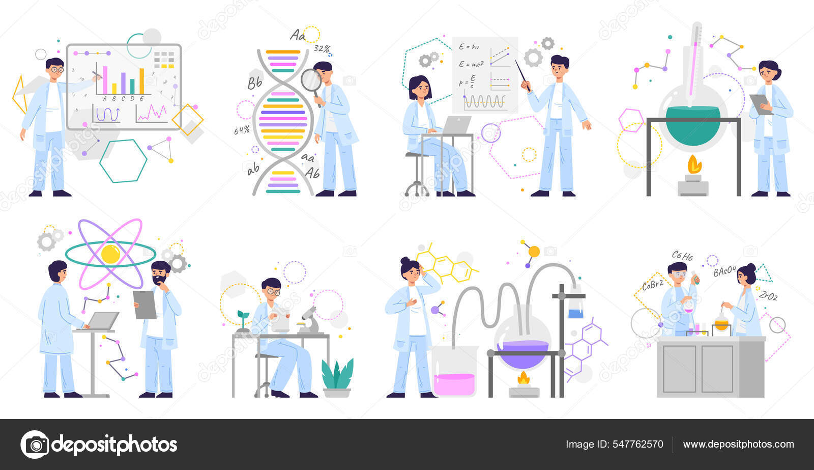 Clinic lab doctor characters, science analysis laboratory. Scientists ...