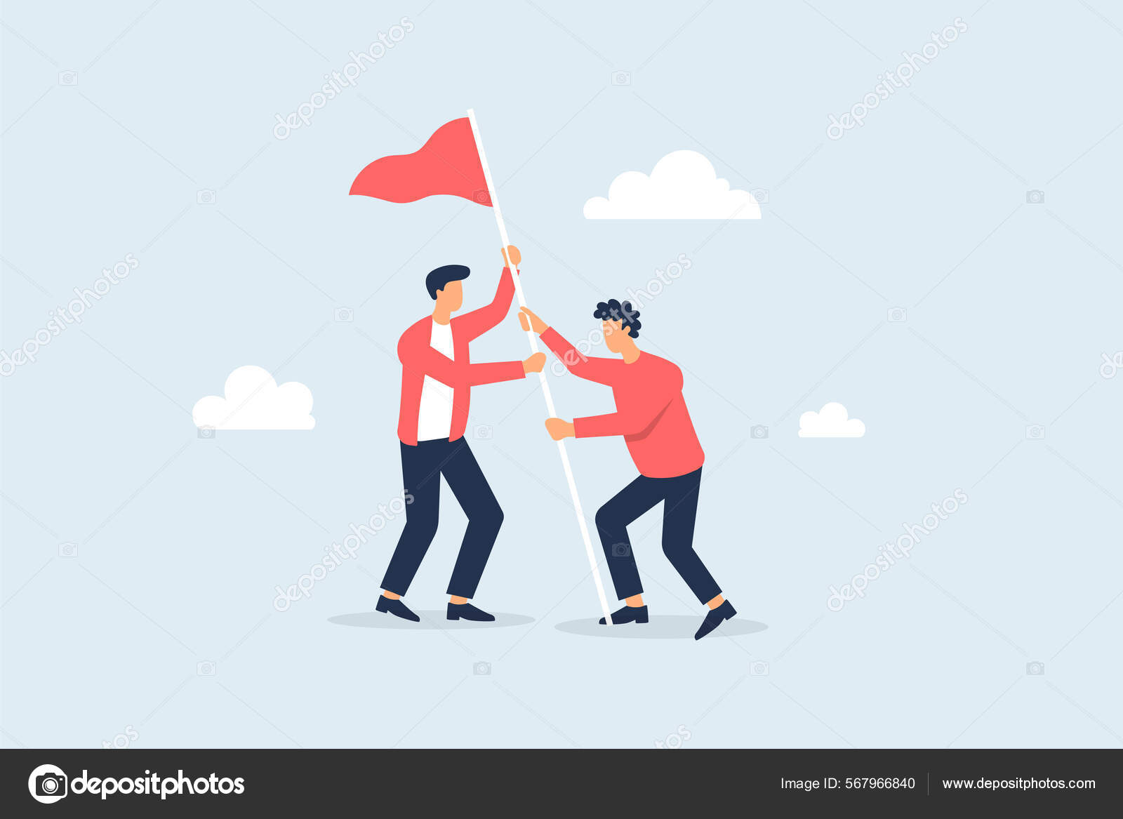 Team Goals Concept Teamwork Flag Symbol Success Achieving Goals Vetor ...