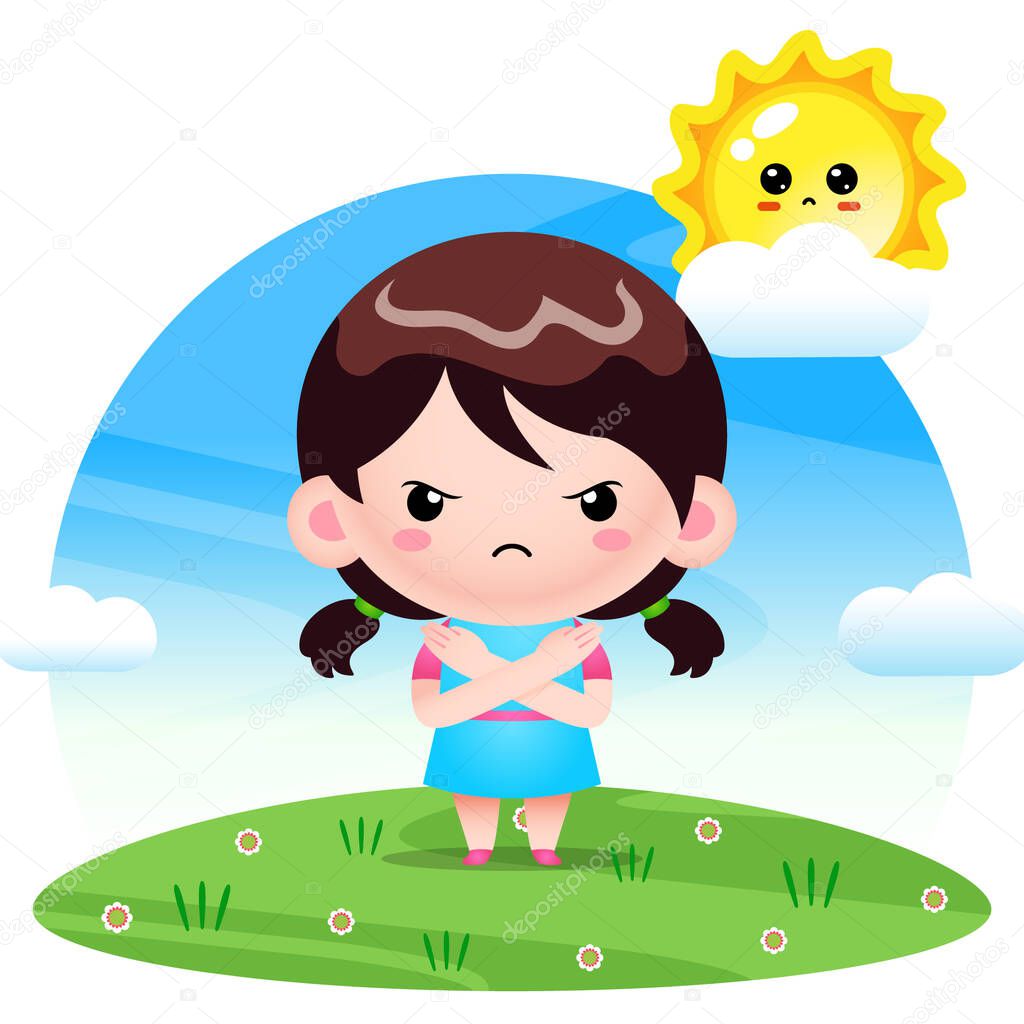 Ilustración gráfica vectorial de Girl showing No Hand Gestures ...