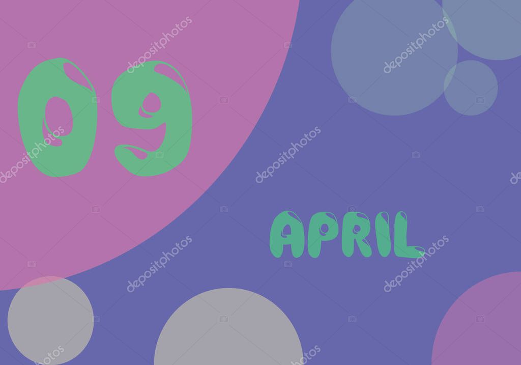 9 de abril día del mes en colores pastel. Fondo muy Peri, tendencia de ...