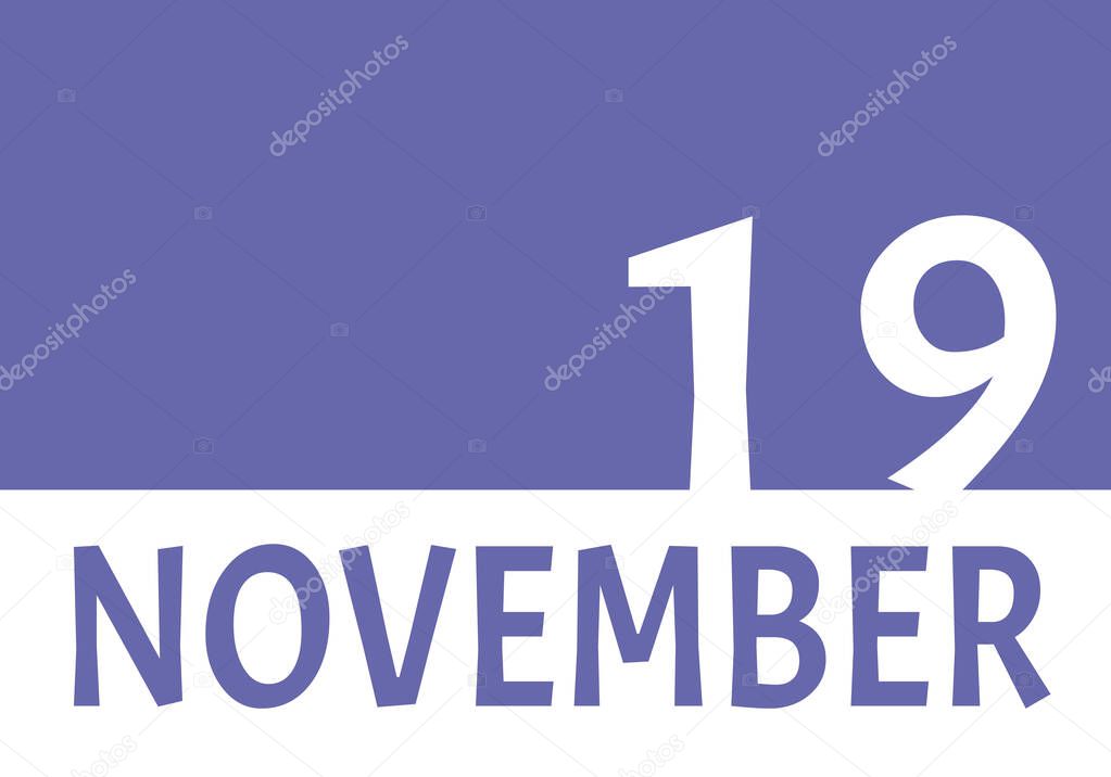 19 de noviembre fecha del calendario con espacio de copia. Fondo muy ...