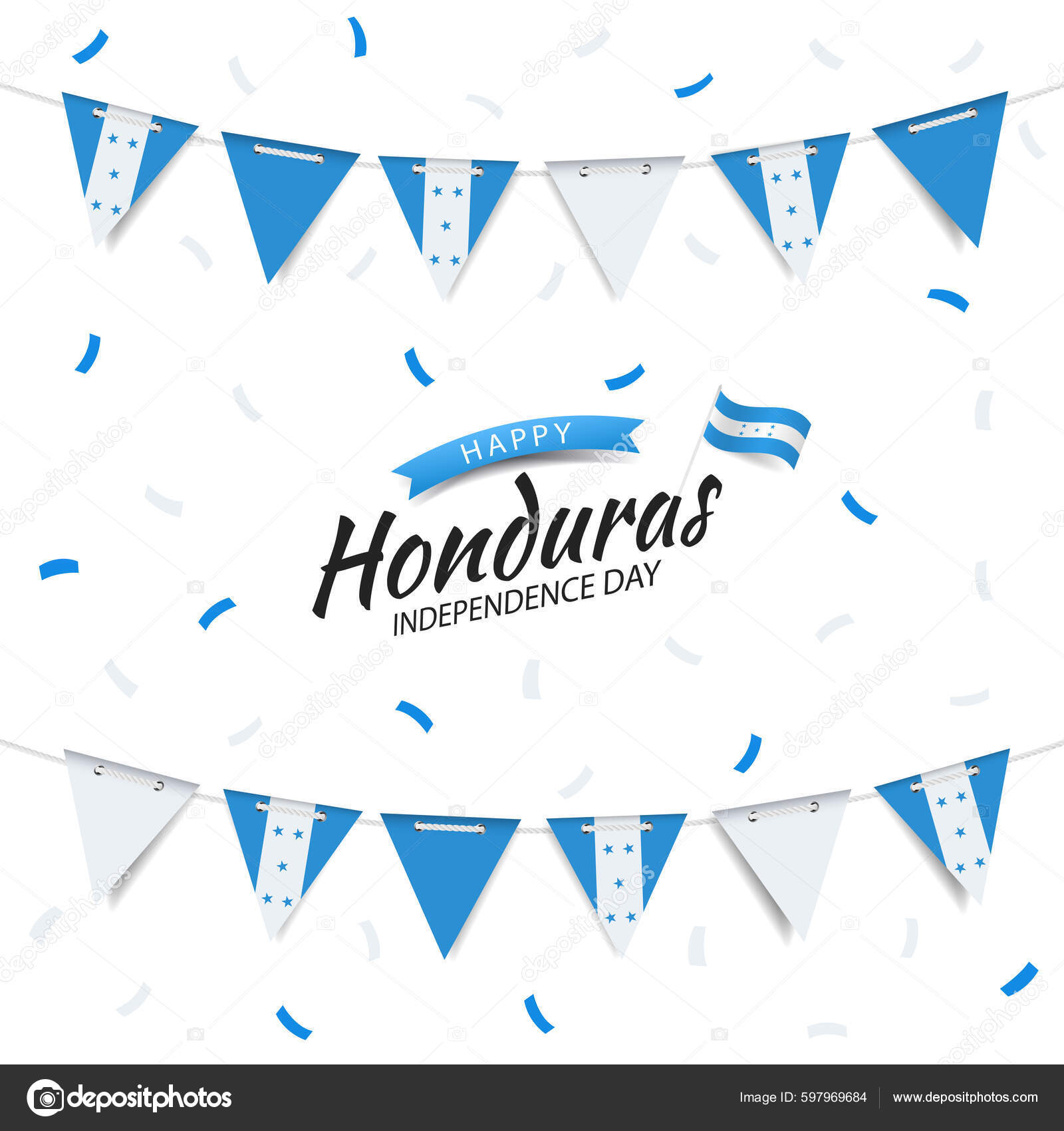 Vector Illustration Honduras Independence Day Garland Flag Honduras ...