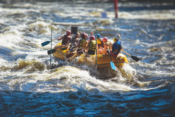 Raft boat during whitewater rafting extreme water sports on water ...