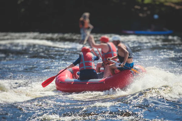 Raft boat during whitewater rafting extreme water sports on water ...