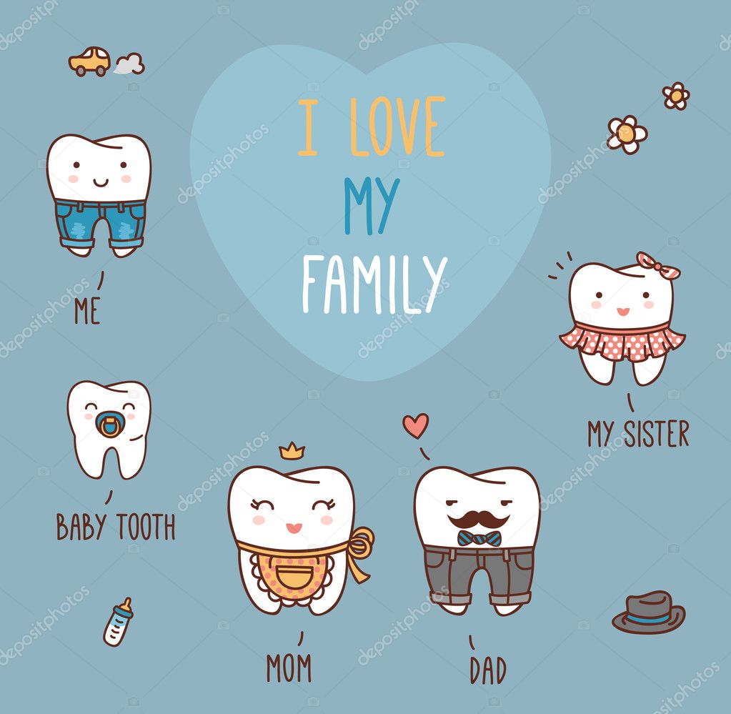 Happy family teeth set — Stock Vector © kotoffei #35682025
