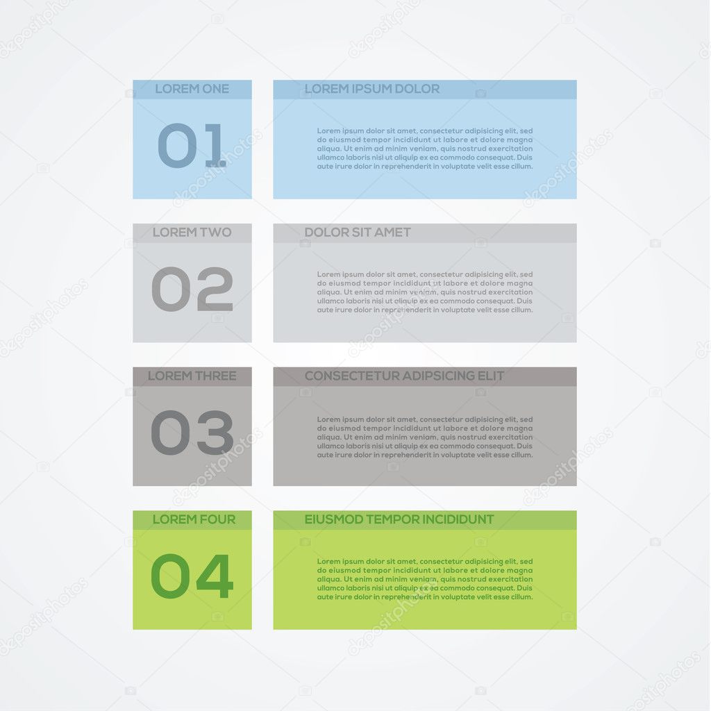 Vector modern design template. Four steps in different colors. Stock ...