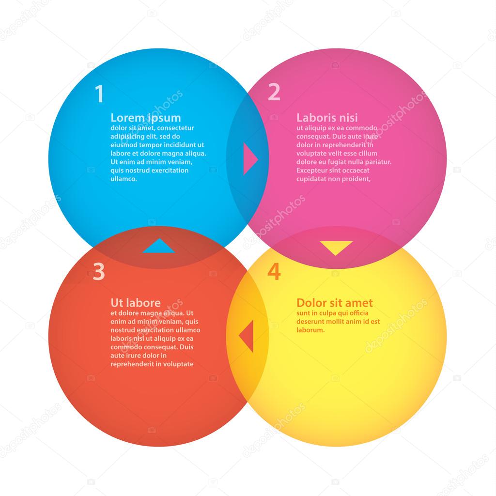 Four overlapping bubbles. Clean and clear vector template with l Stock ...