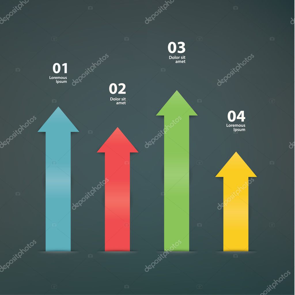 Vector four arrows template. Colorfully arrows with place for yo Stock ...