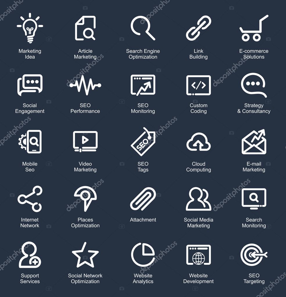 Outlines SEO Icon Set — Stock Vector © siak10b #35700753