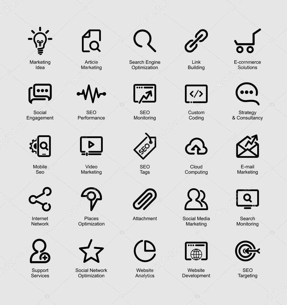 Outlines SEO Icon Set Stock Vector by ©siak10b 35700761 Outlines SEO Icon Set Stock Vector by ©siak10b 35700761