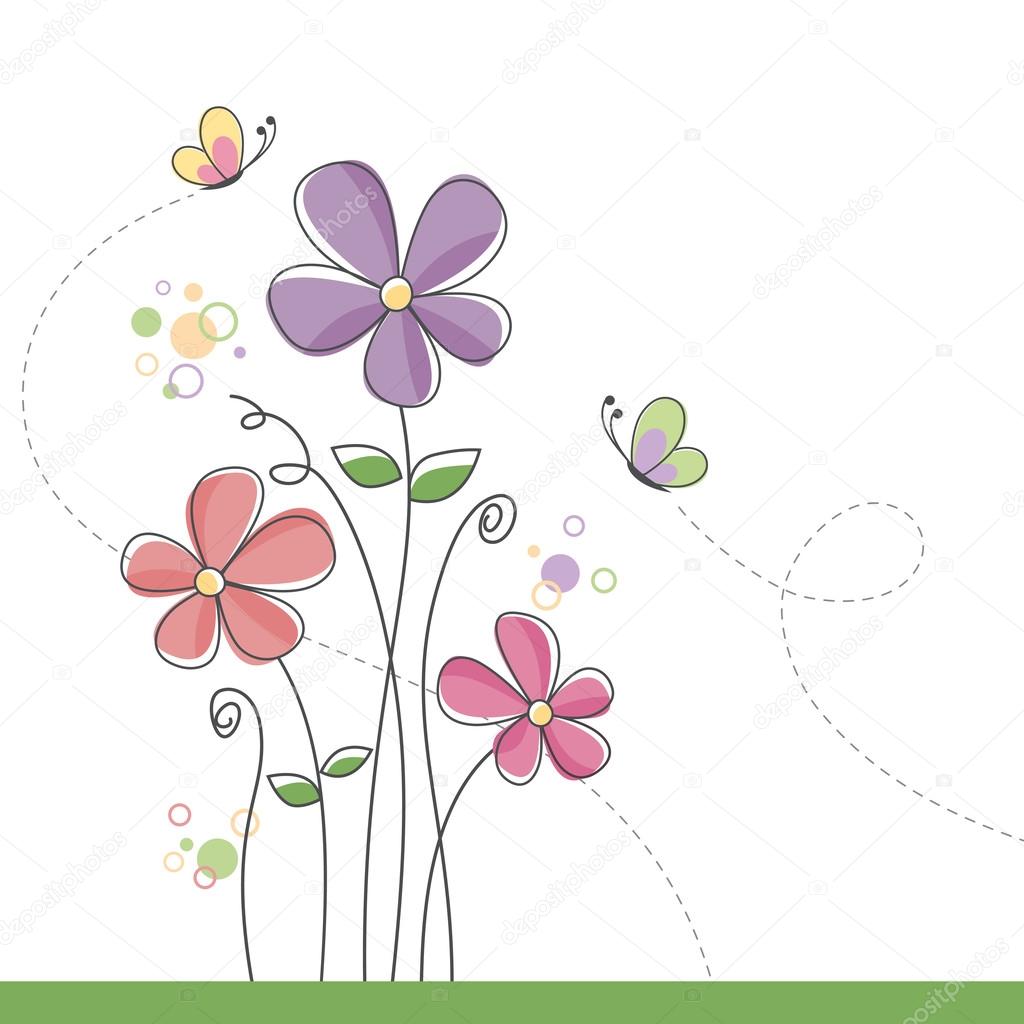 Spring flower background with butterflies Stock Vector by ©Lubianova ...