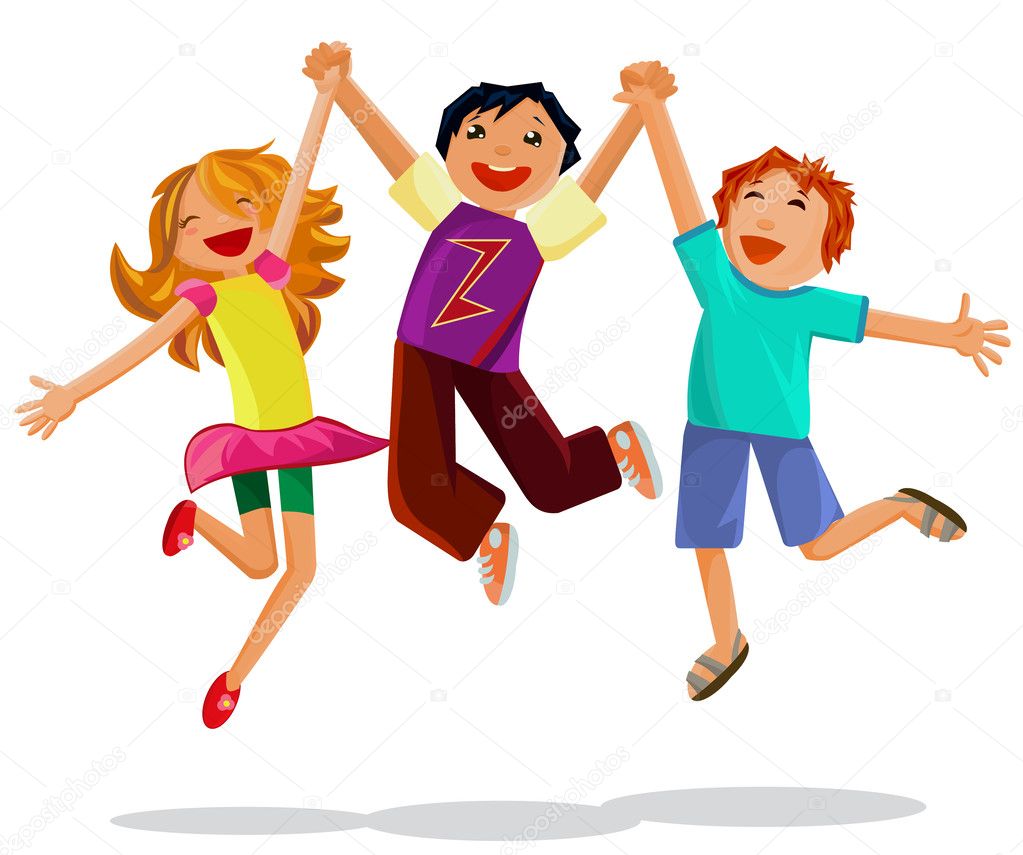 Happy Jumping Kids Clipart