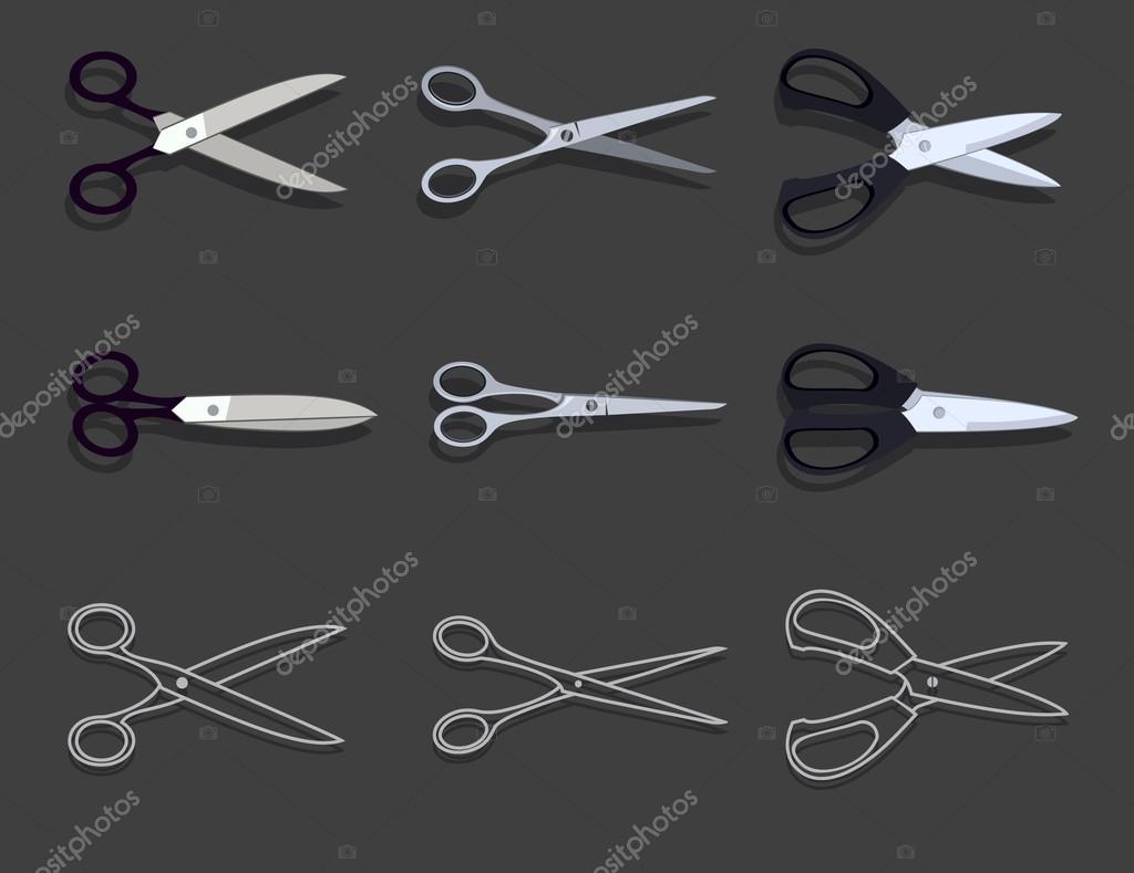 Three kinds of of scissors Stock Vector by ©Lucy_Ya 47485063