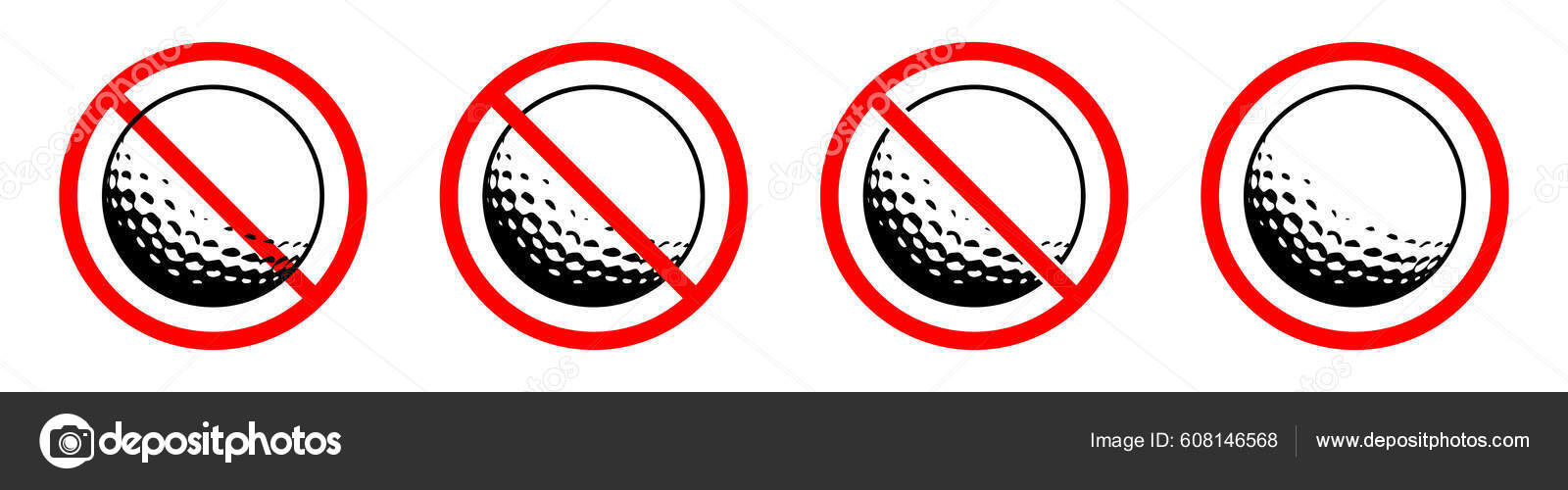 Golf Ball Sign Golf Ball Forbidden Set Prohibition Signs Golf Stock ...
