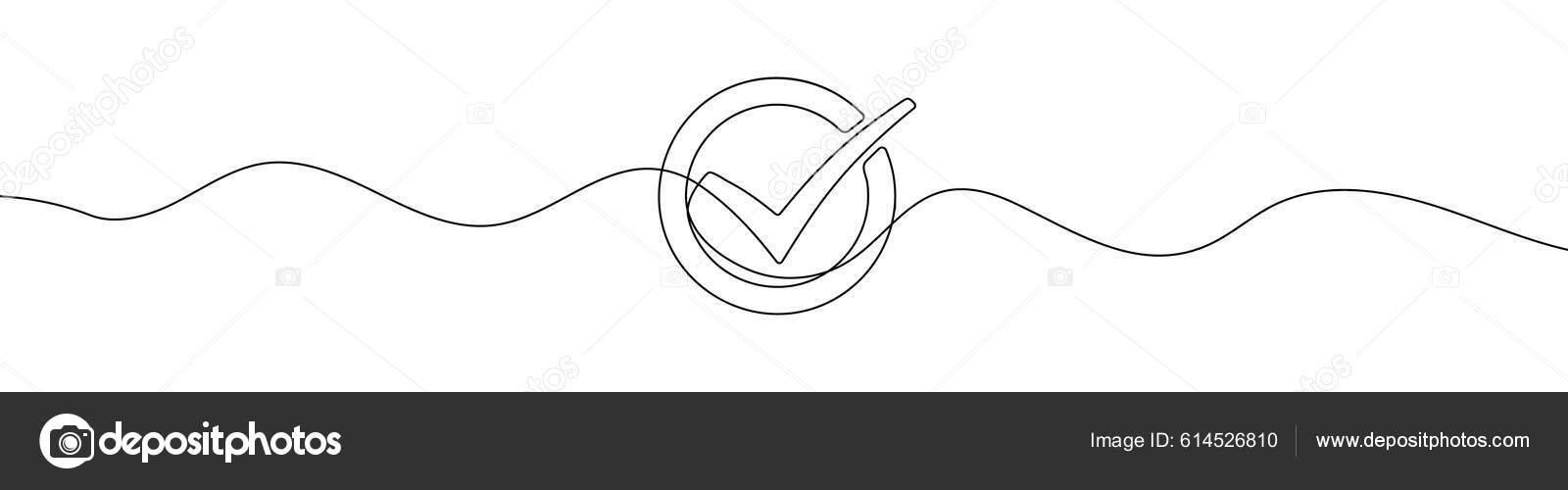 Continuous Line Drawing Check Mark Tick One Line Icon One Stock Vector ...