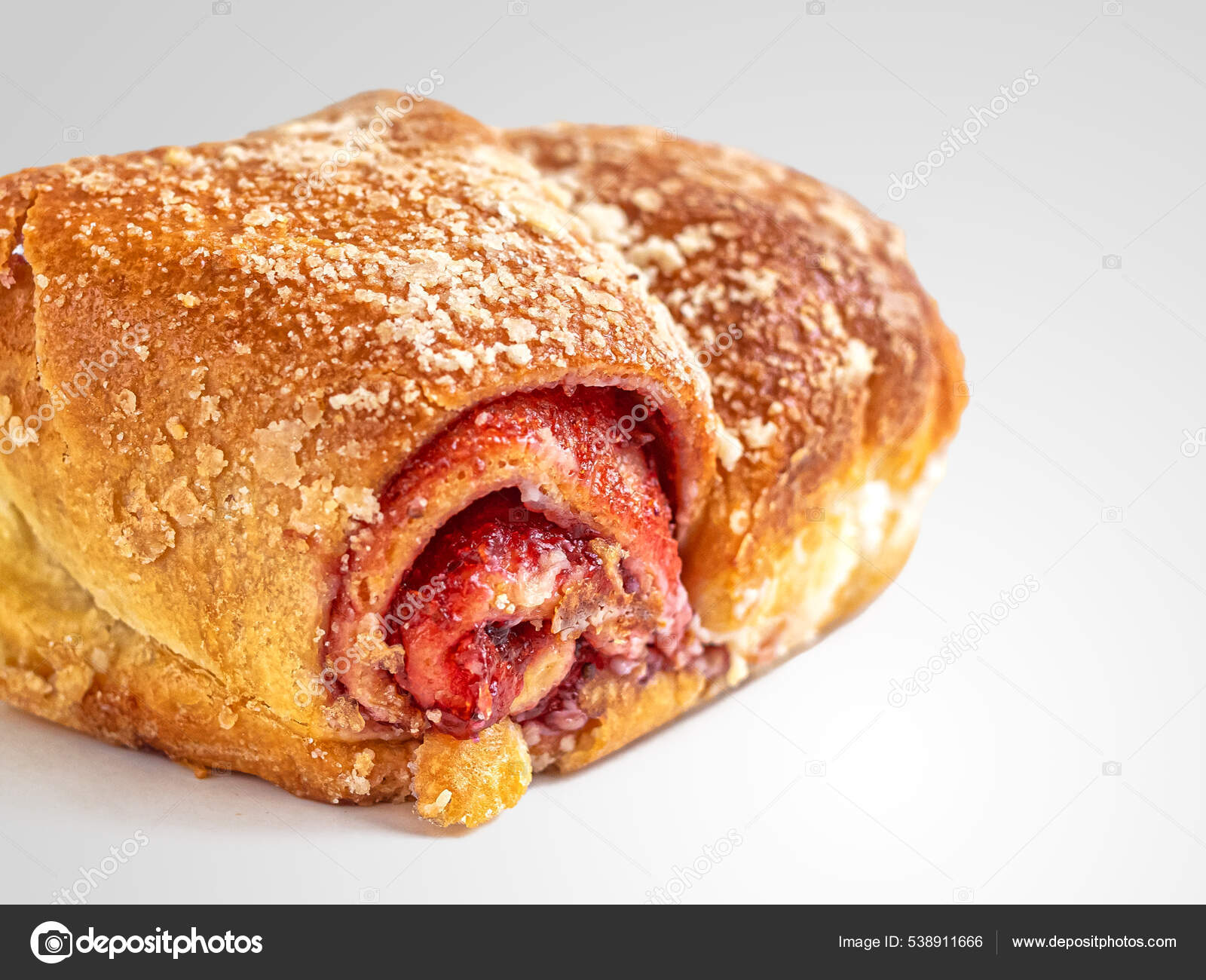 Piece Strudel Strawberry Jam Ice Cream Sprinkled Flour Vanilla Sugar ...