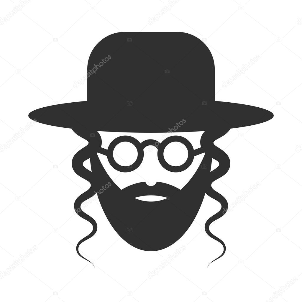 Icono jasídico. Judío con sombrero, signo o símbolo, ilustración ...