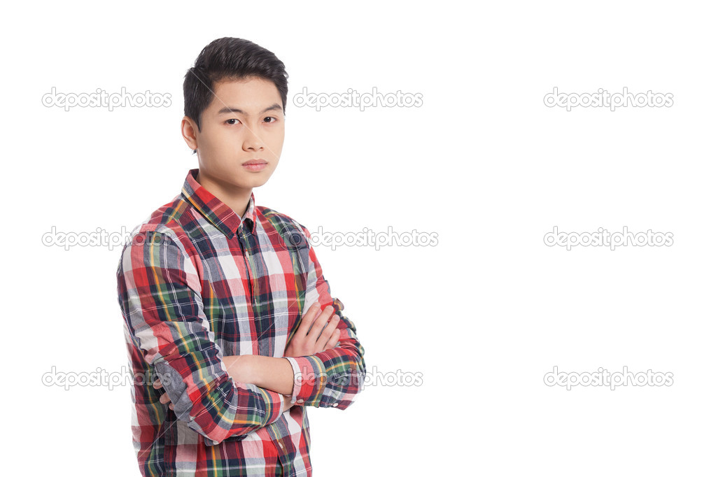 Chinese teenage boy keeping arms crossed Stock Photo by ©gstockstudio ... Chinese teenage boy keeping arms crossed Stock Photo by ©gstockstudio ...