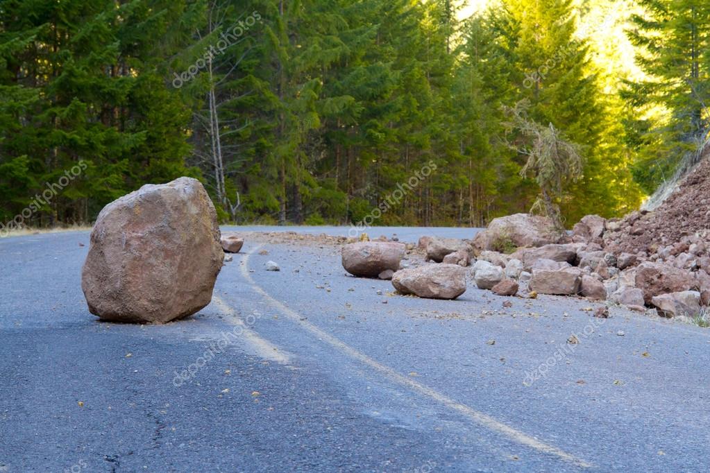 Landslide Blocked Road — Stock Photo © joshuarainey #37106513