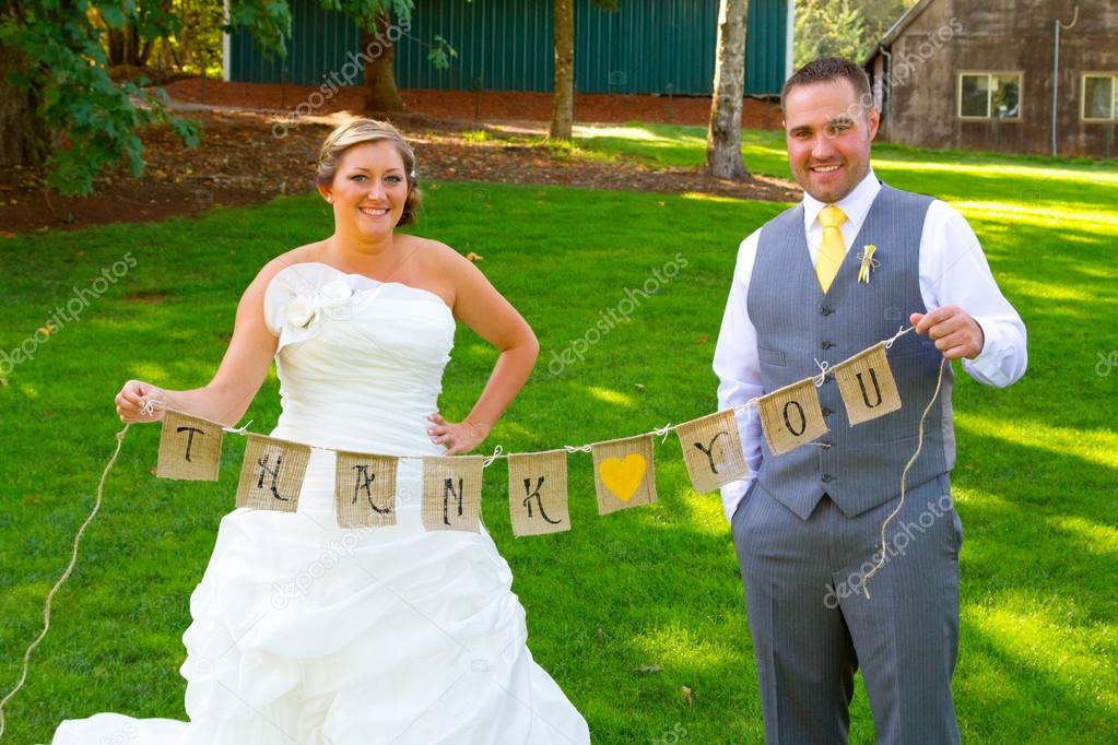 Bride Groom Thank You Banner — Stock Photo © joshuarainey #37405773