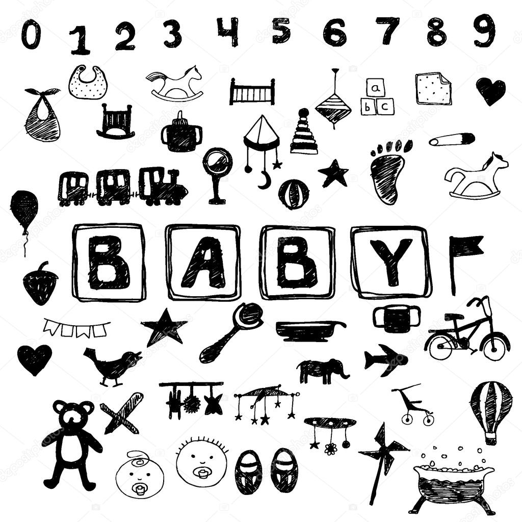 Baby symbols set. Vector illustration. — Stock Vector © ZsmArt #50317801