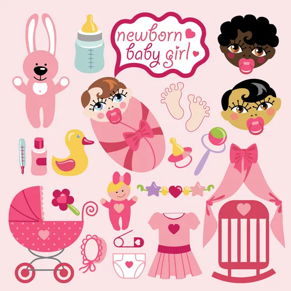Cute cartoon baby set. Baby girl items Stock Vector Image by ©Tatiana ...