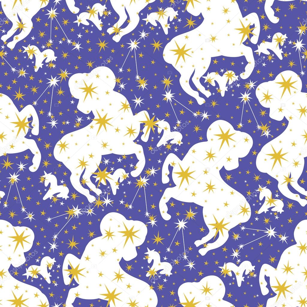 Silhouette arias zodiac sign and stars.Horoscope seamless patter ...