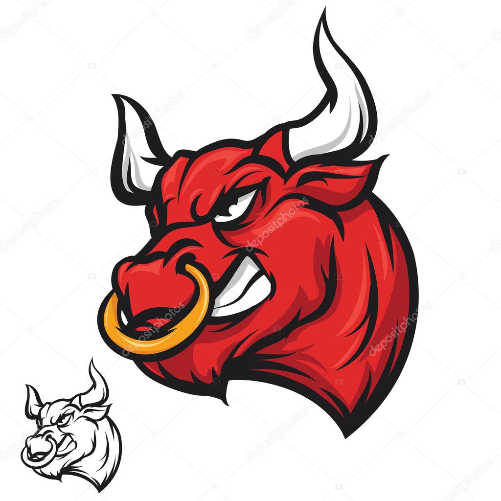 Angry bull isolated — Stock Vector © makegood #37558335