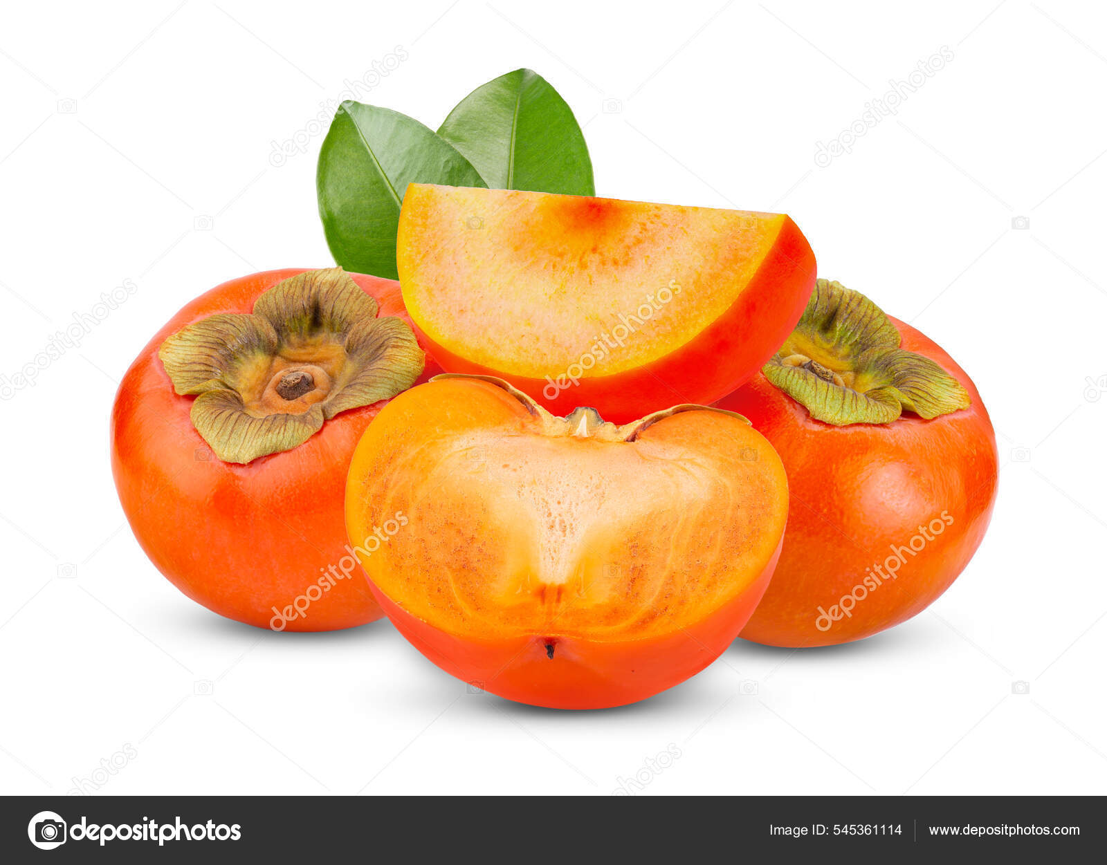 Ripe Persimmons Isolated White Background Full Depth Field — Stock ...