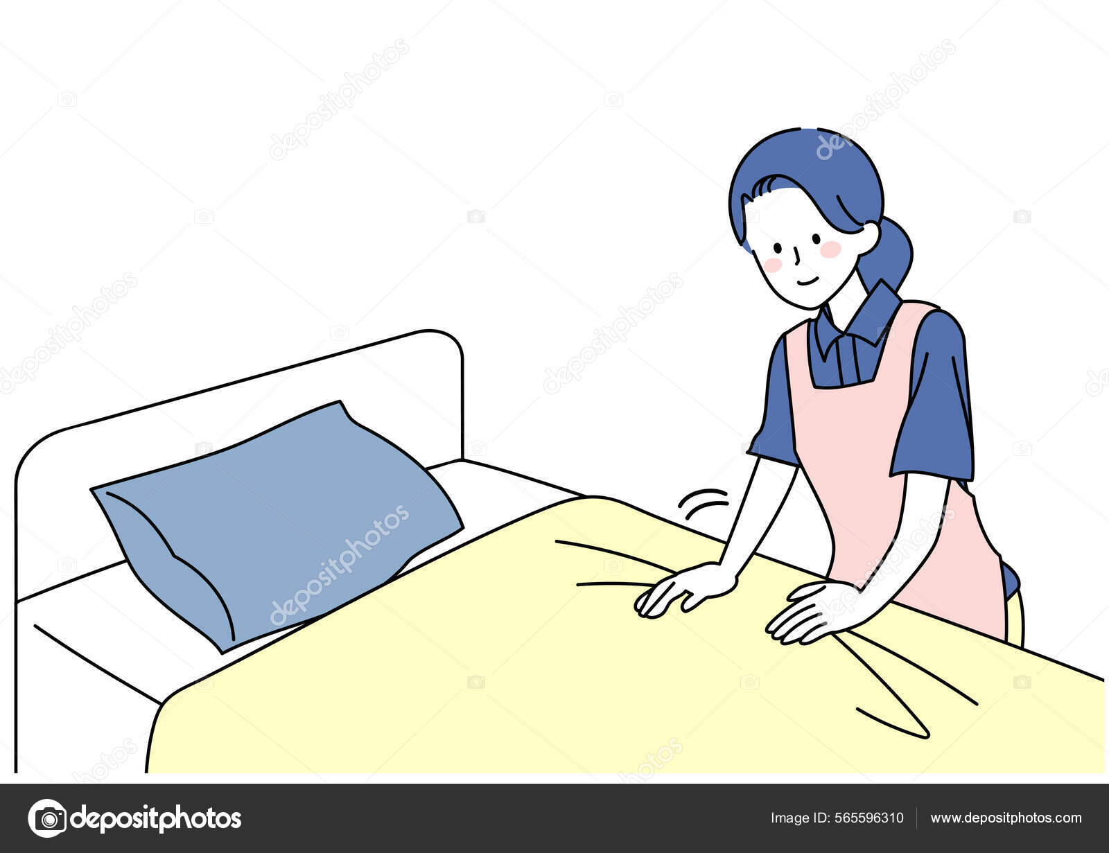 Clip Art Caregiver Woman Making Bed Stock Illustration by ©matsurinui #565596310