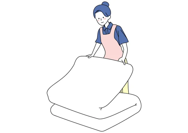 Clip Art Caregiver Woman Making Bed Stock Vector by ©matsurinui 565596310