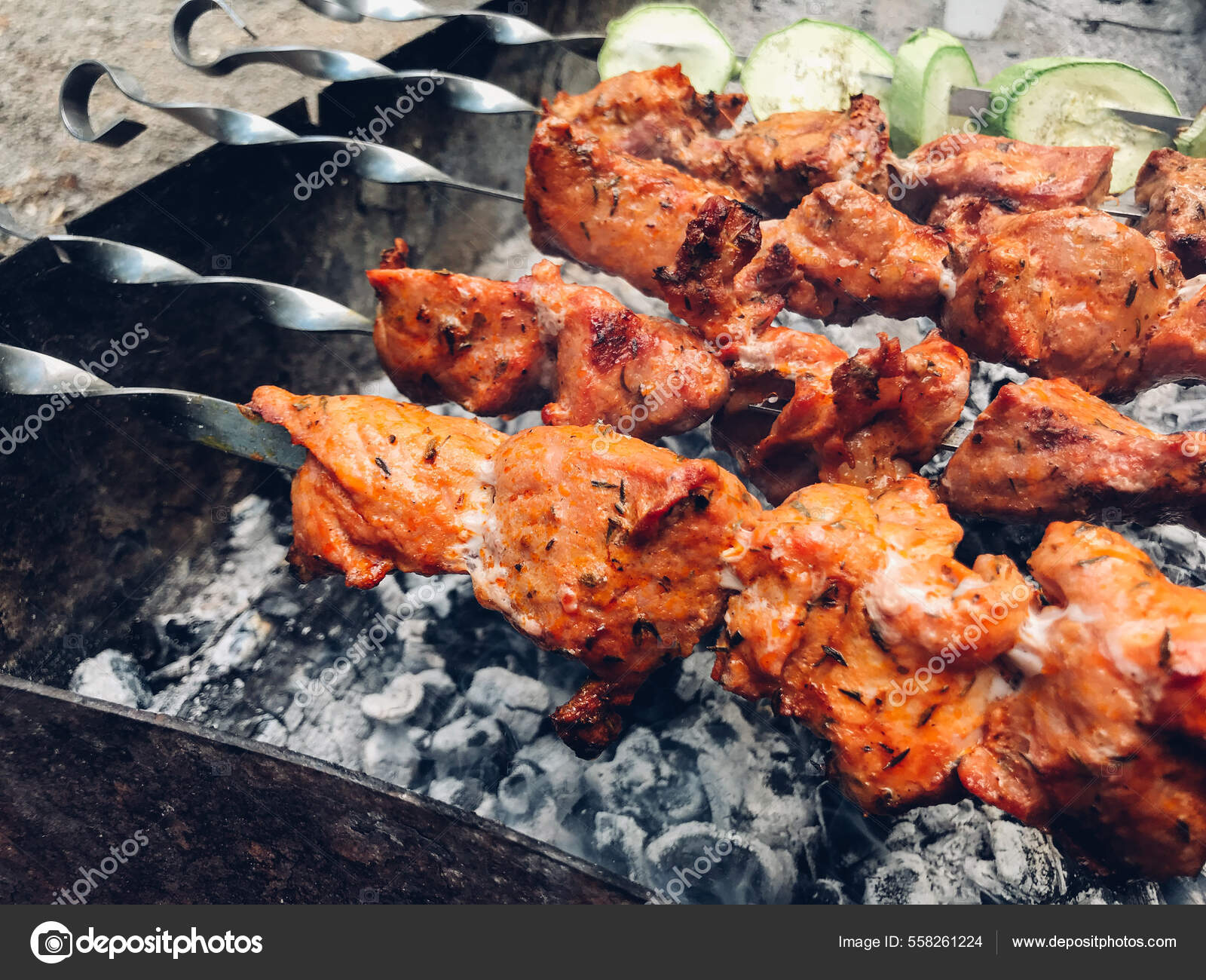 Shish Kebab Roasting Grill Nature — Stock Photo © trynkalo #558261224