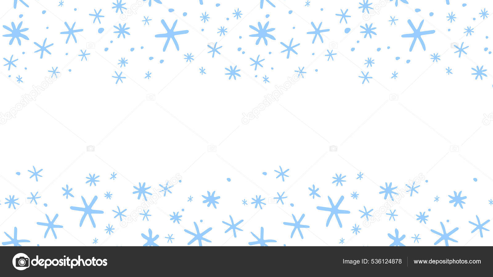 Winter Vector Frame Border Simple Primitive Blue Snowflakes Horizontal ...