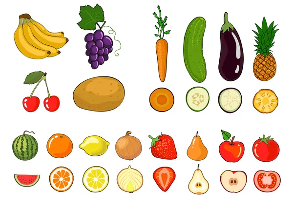 Készlet rajz gyümölcsök és zöldségek — Stock Vektor © cat_arch_angel ...