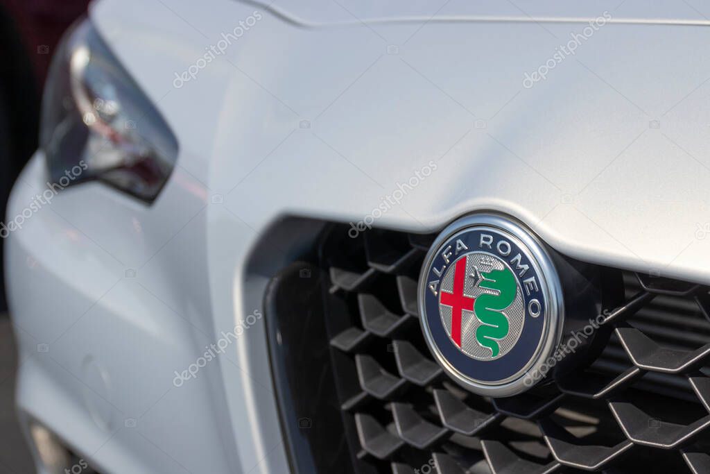 Kokomo - Circa May 2022: Alfa Romeo Giulia display at a Stellantis ...