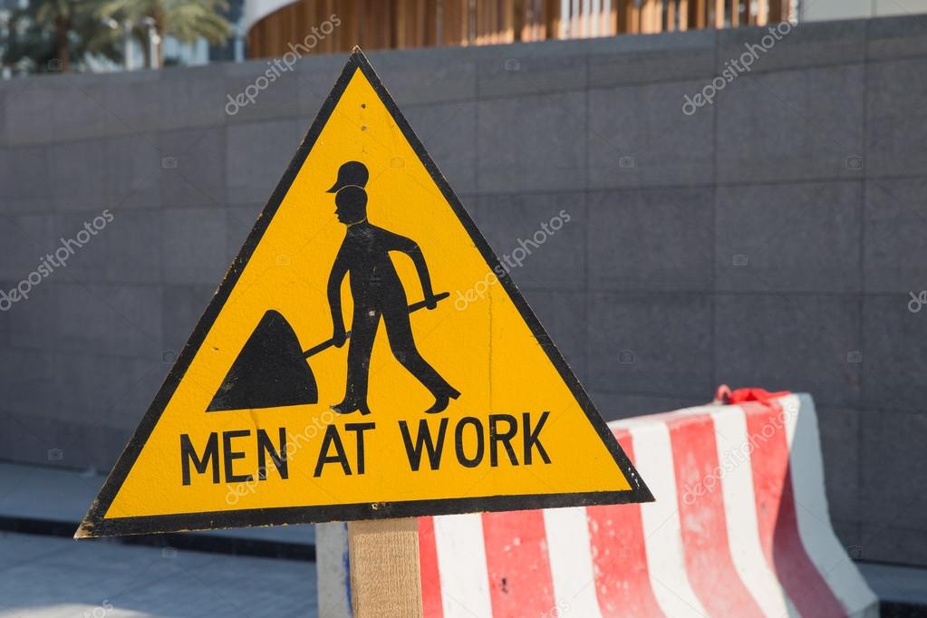 Yellow Men At Work Sign