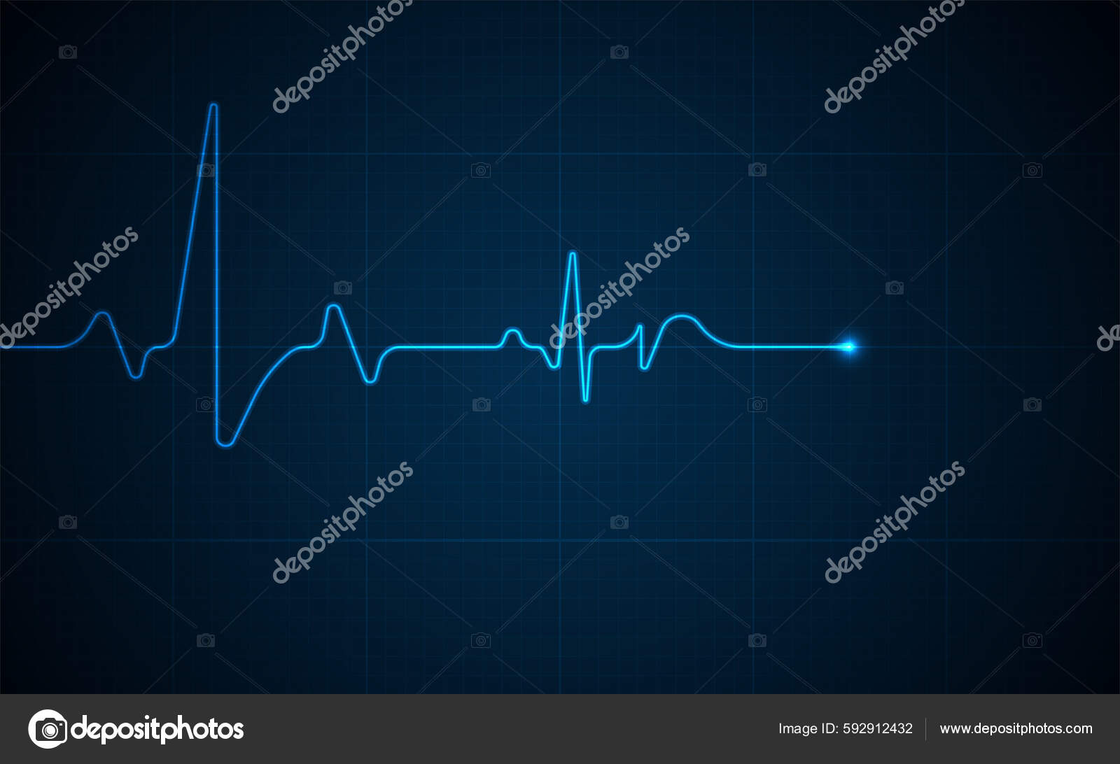 Emergency Ekg Monitoring Blue Glowing Neon Heart Pulse Heart Beat Stock ...