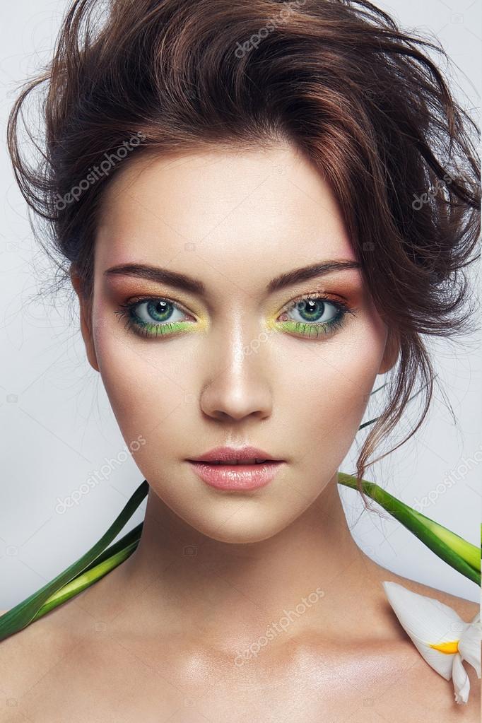 Close-up studio portrait of beautiful woman — Stock Photo © korabkova ...