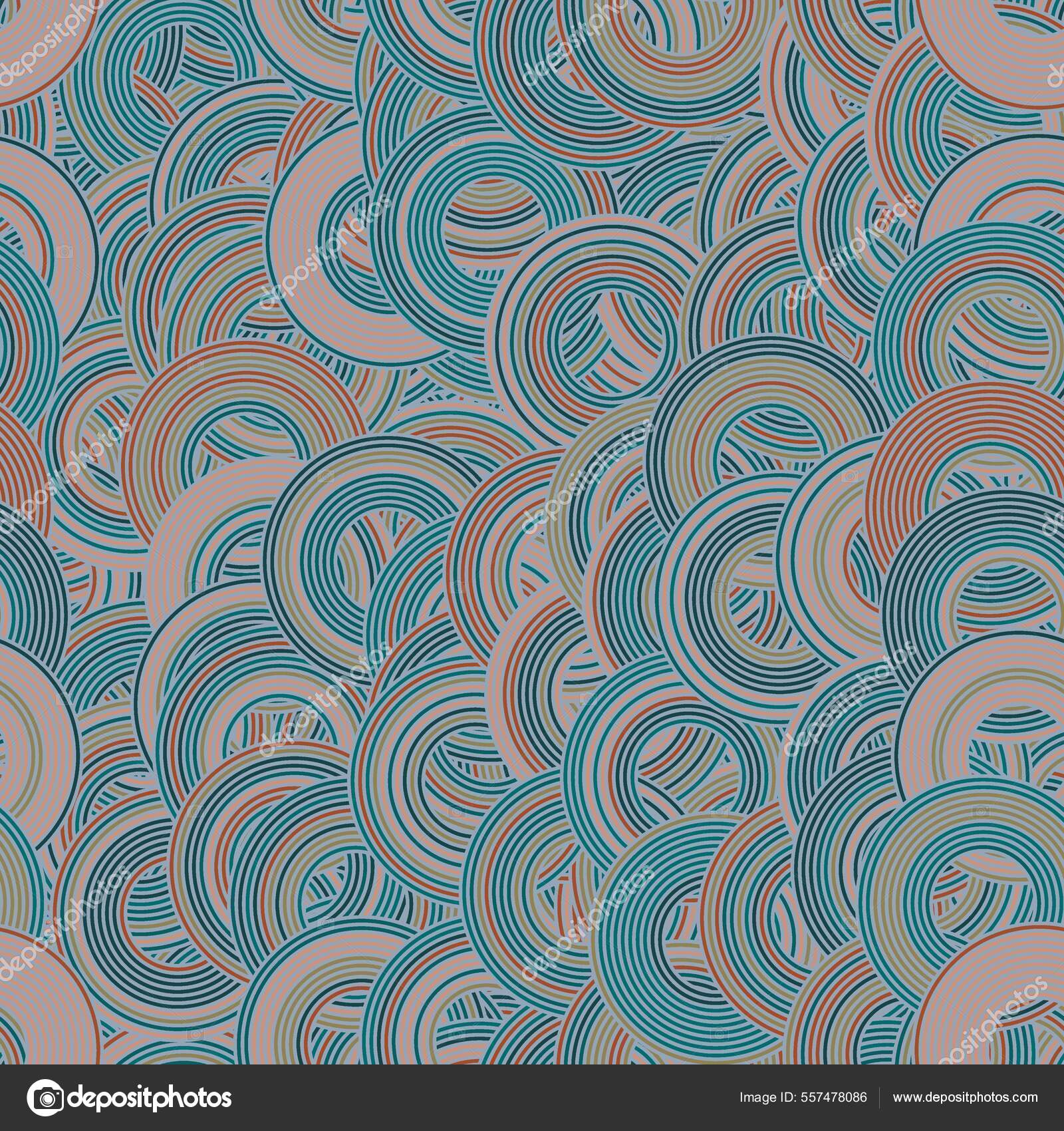 Seamless Concentric Circle Retro Colors Dizzy Surface Pattern Design ...