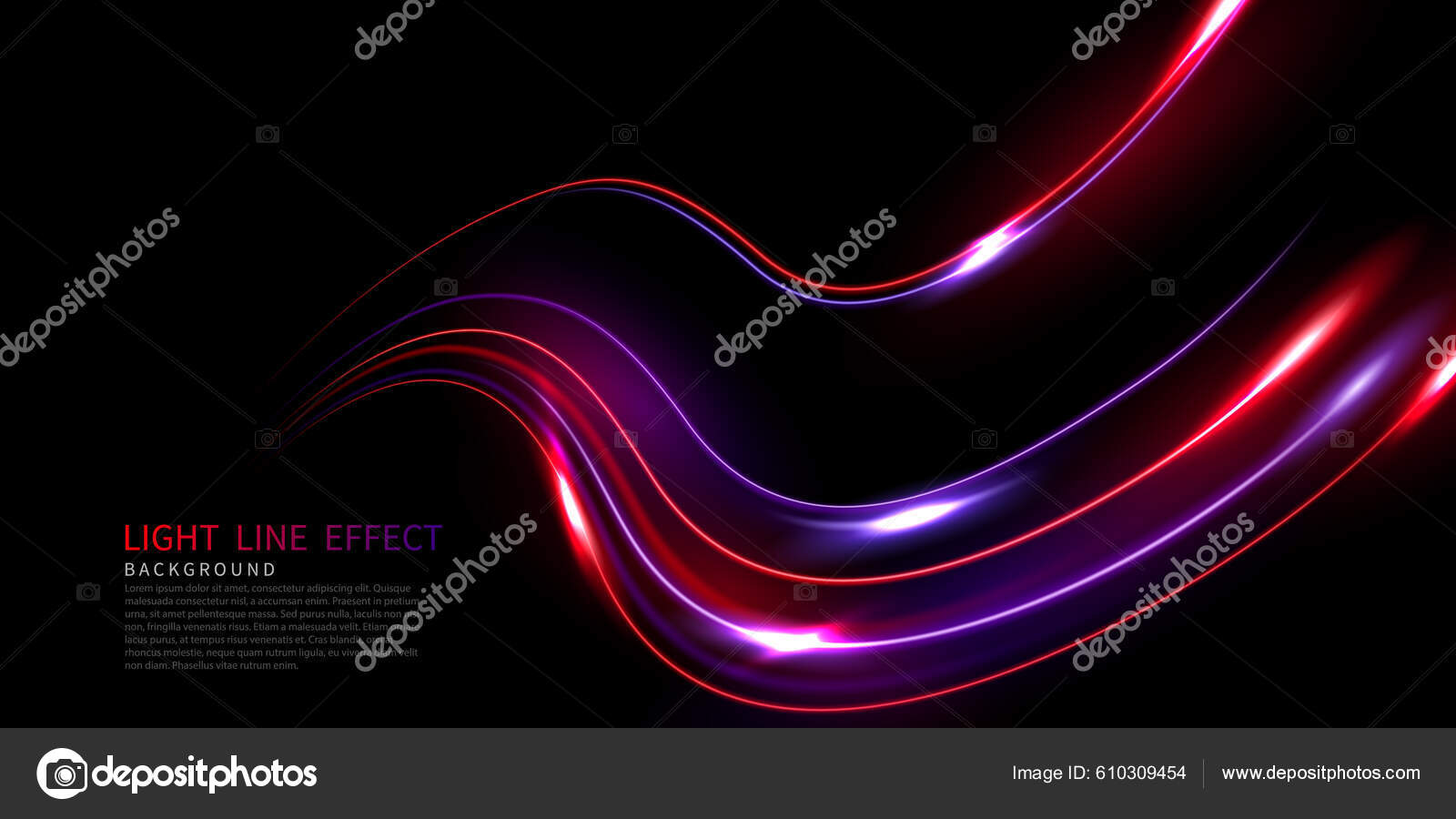 Elegant Abstract Light Line Effect Design Vector Illustration Black ...