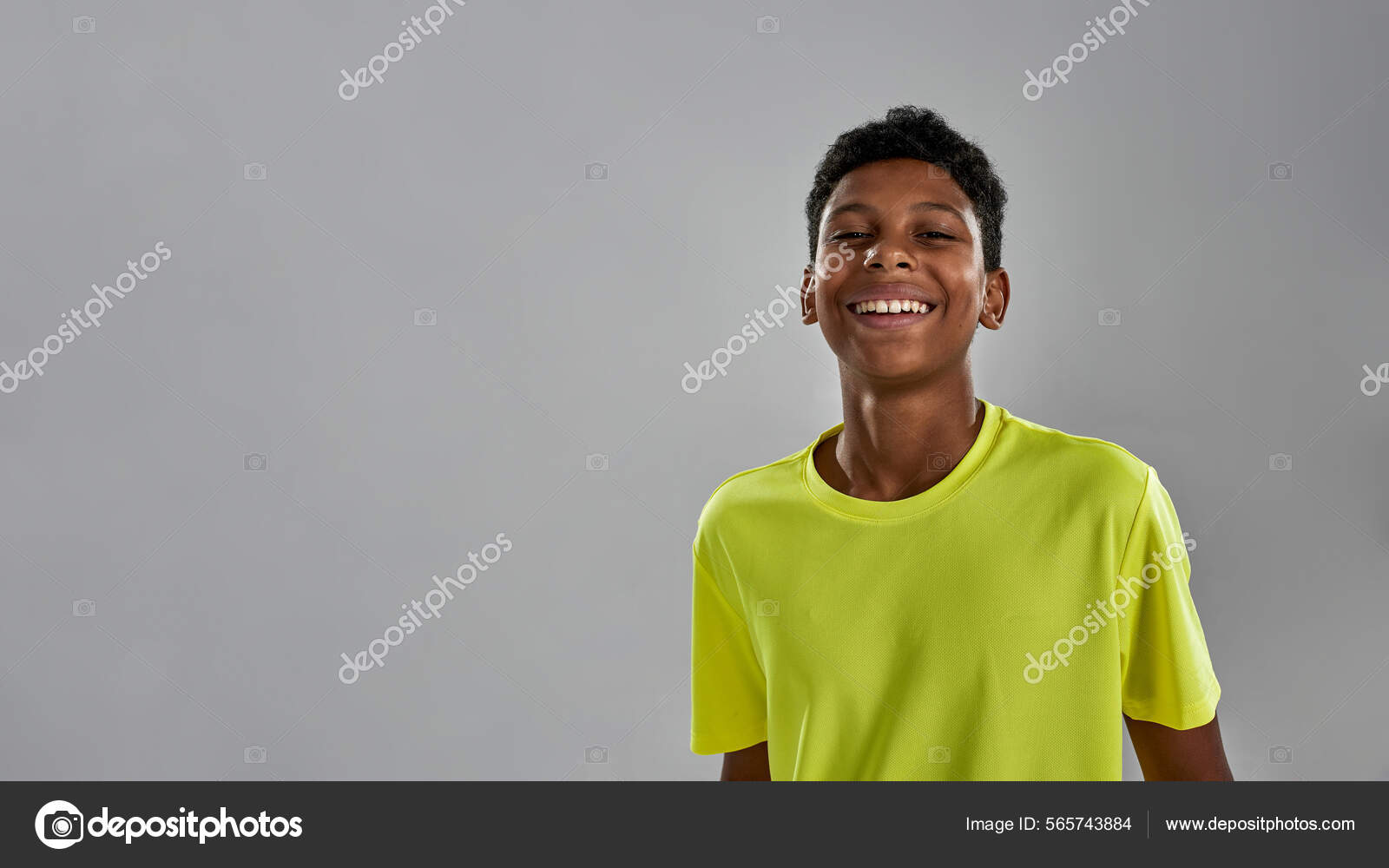 Partial image of smiling black boy look at camera — Stock Photo ...