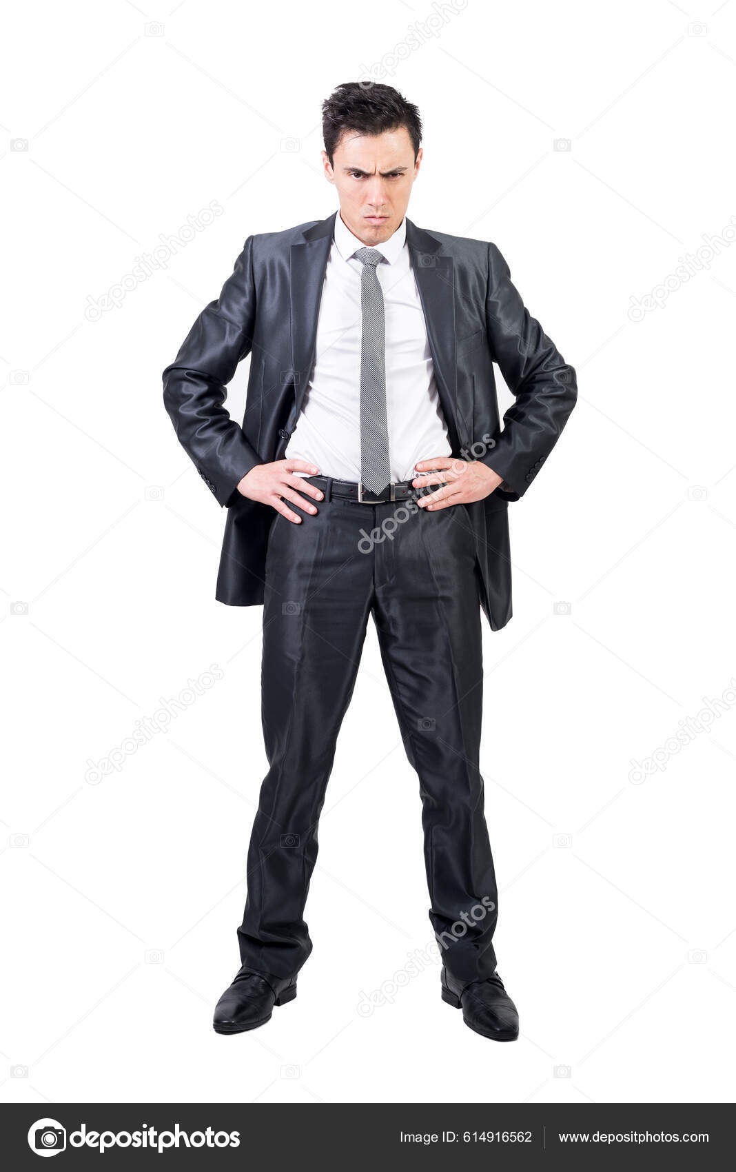 Full Body Confident Male Formal Suit Looking Camera Serious Face Stock ...