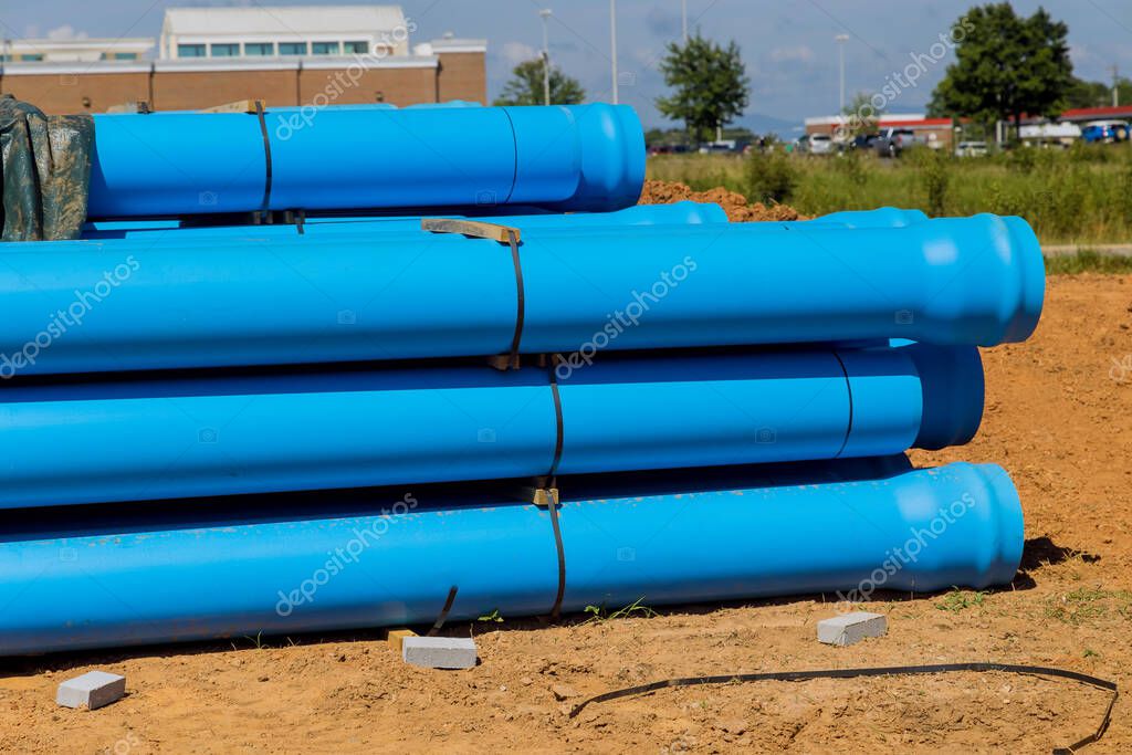 Tubo de plástico PVS azul se introduce el sistema de drenaje de la ...