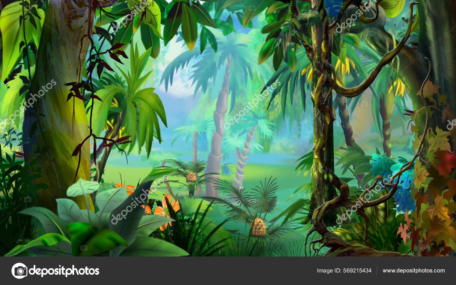 Rainforest Ecosystem Drawing Slide Wild Animals And Rainforest Trees